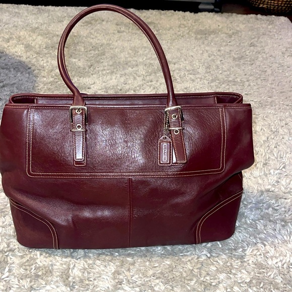 Coach | Bags | Coach Hampton Purse In Burgundy Leather Dark Red | Poshmark
